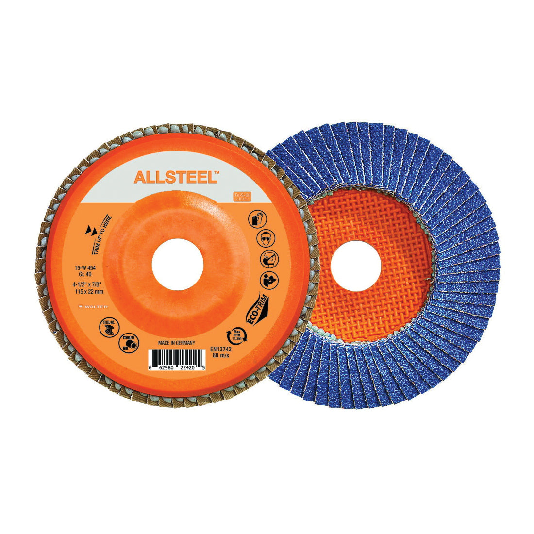 Type 27 ALLSTEEL 15W454 4-1/2 Inch x 7/8 Inch Type 27 40 Grit Flexsteel ...